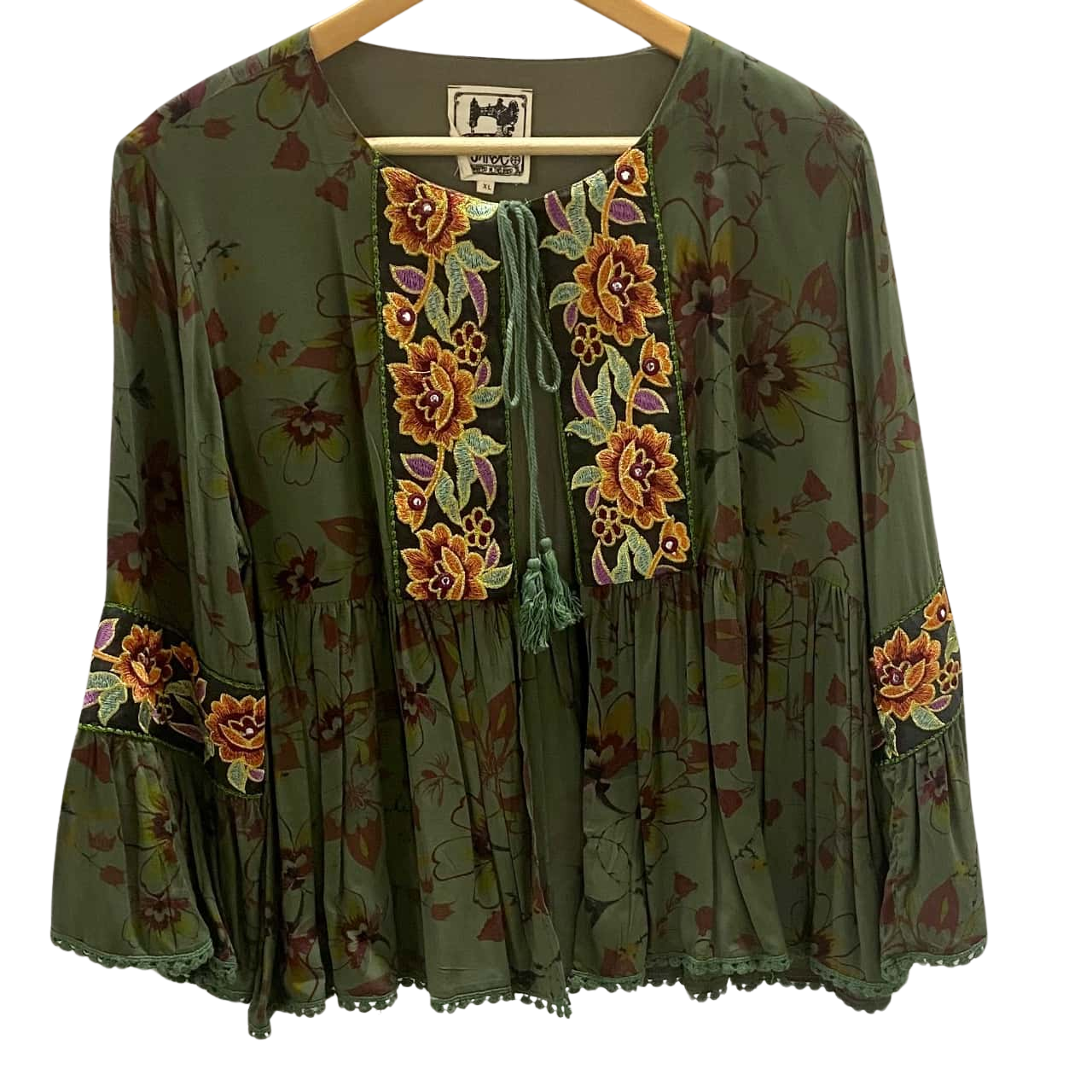Jaase Womens Size Xl 3 4 Sleeve Green Multicoloured S