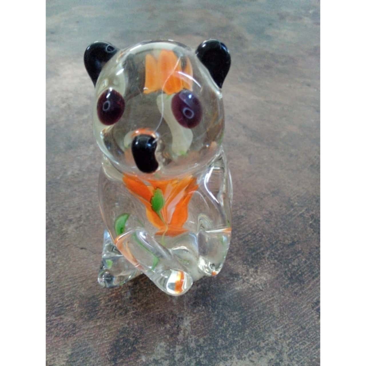 Vintage Glass Panda - Orange