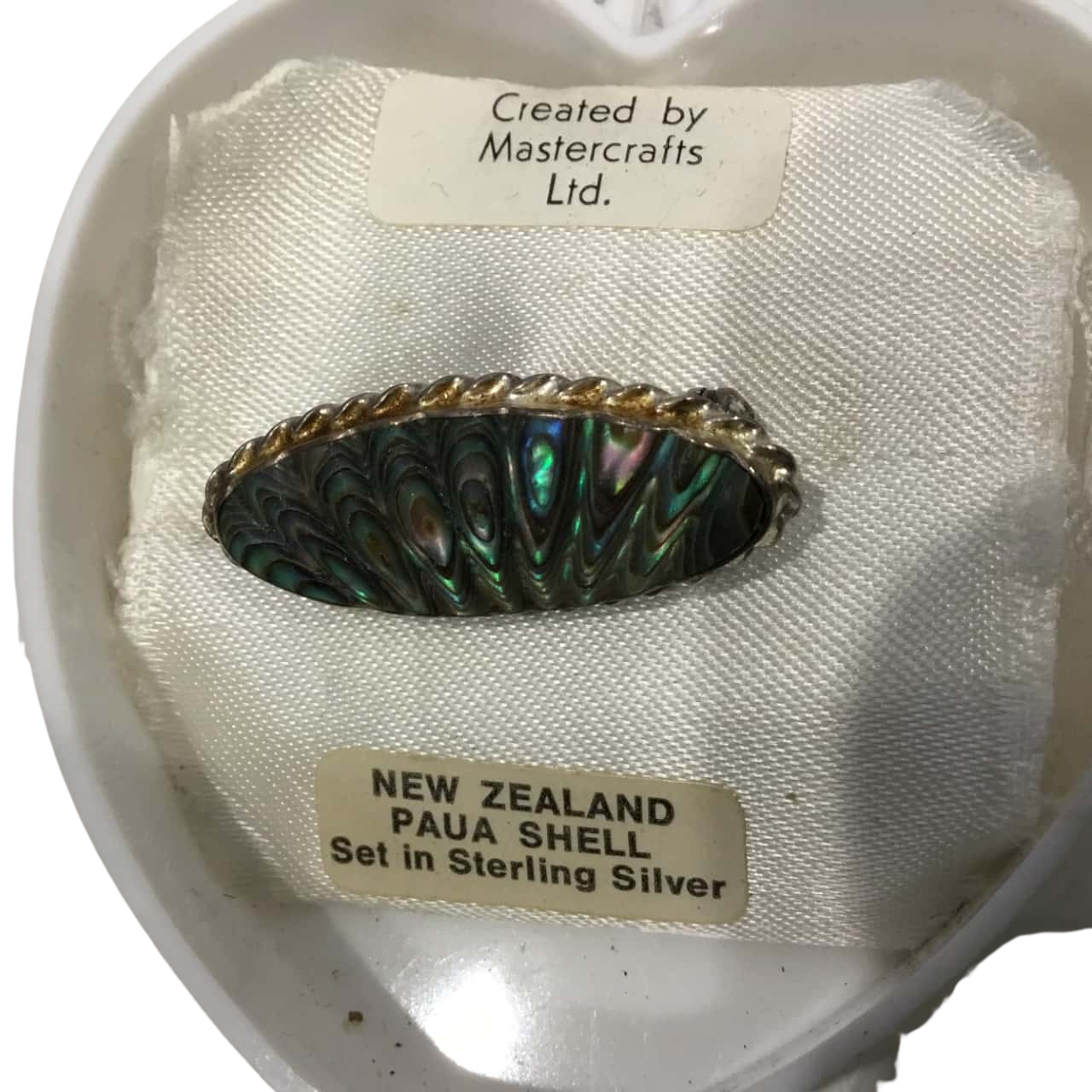 Vintage Paua Shell Set in Sterling Silver Approx 3 x 1cm(s)