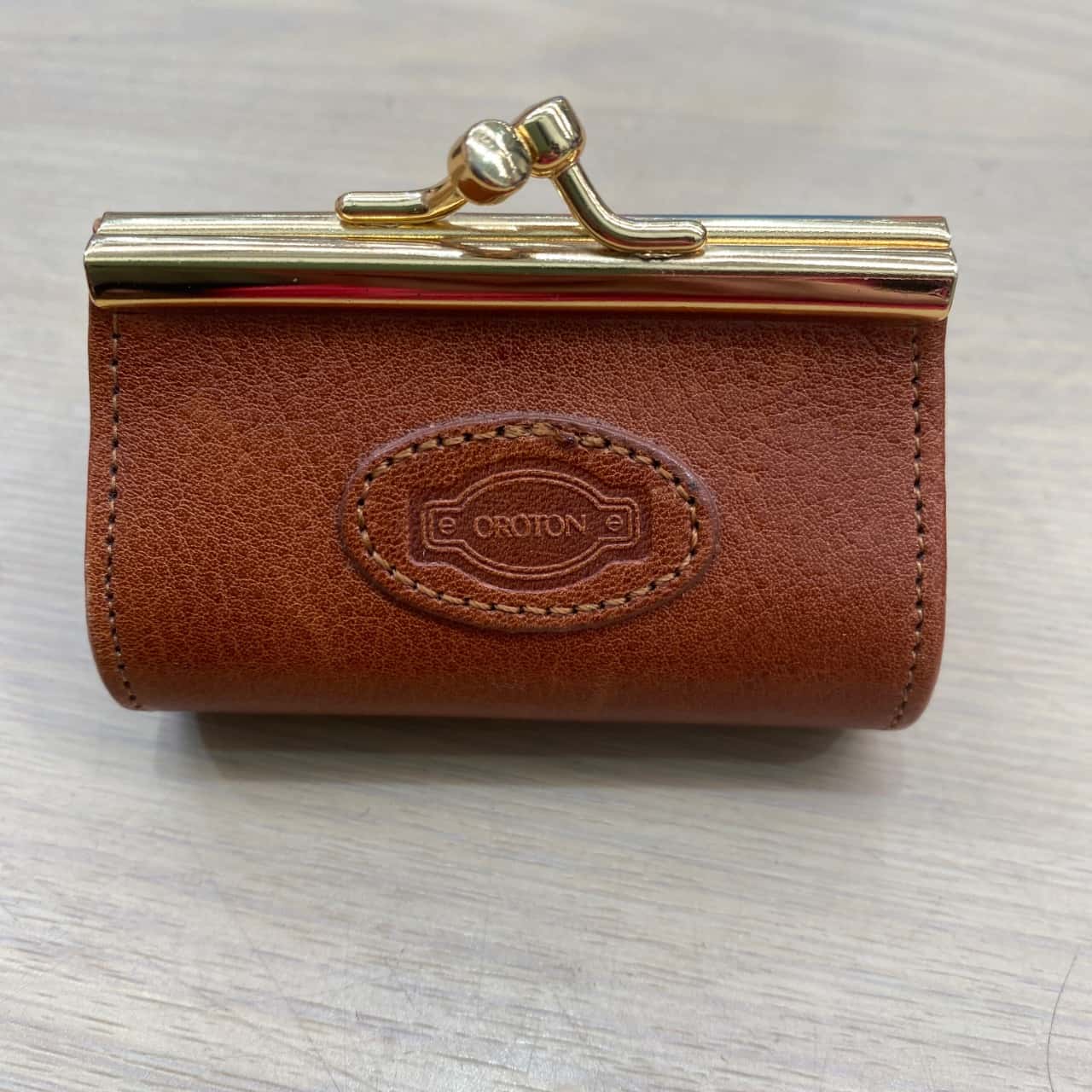 OROTON Leather Coin Purse in Brown