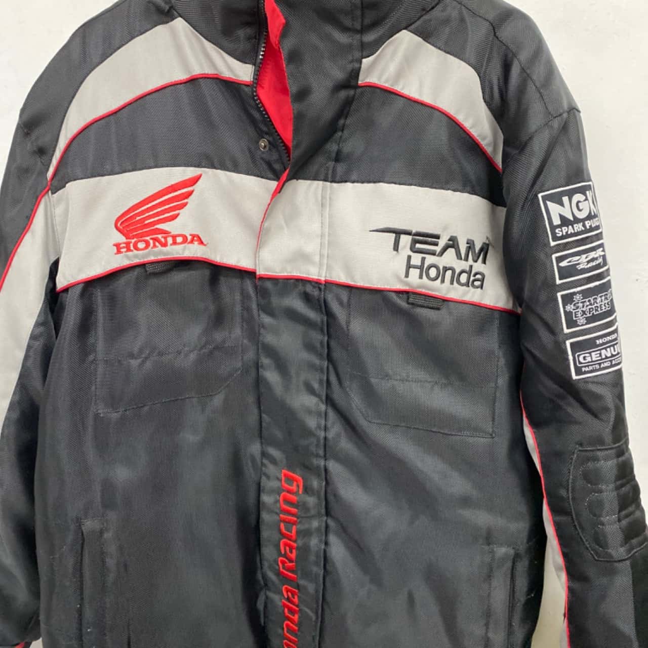 Honda Racing Mens Size L Front Zipper Black / Grey / Red jacket (s)