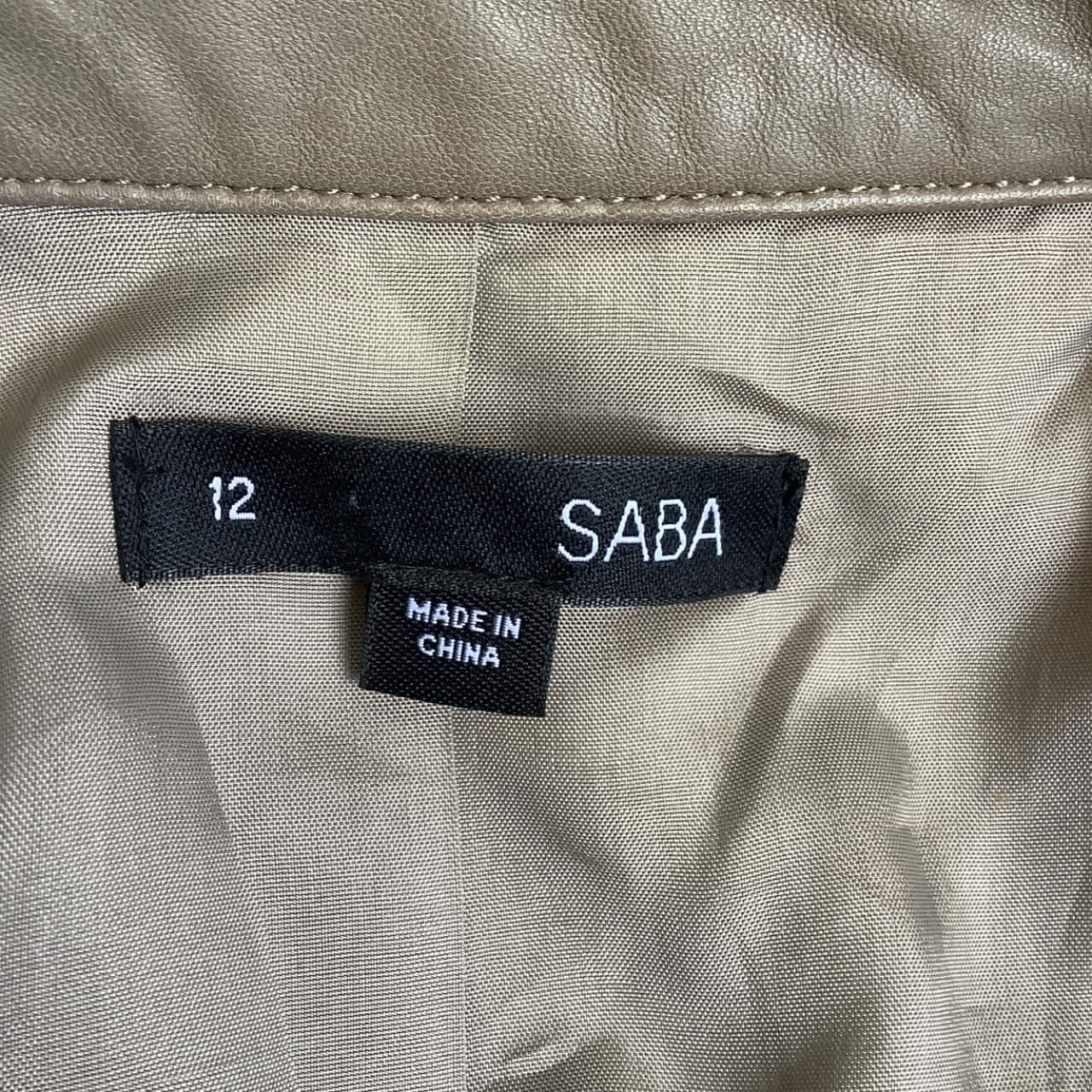 Saba Womens Size 12 Front Zip Leather Jacket Dark Beige