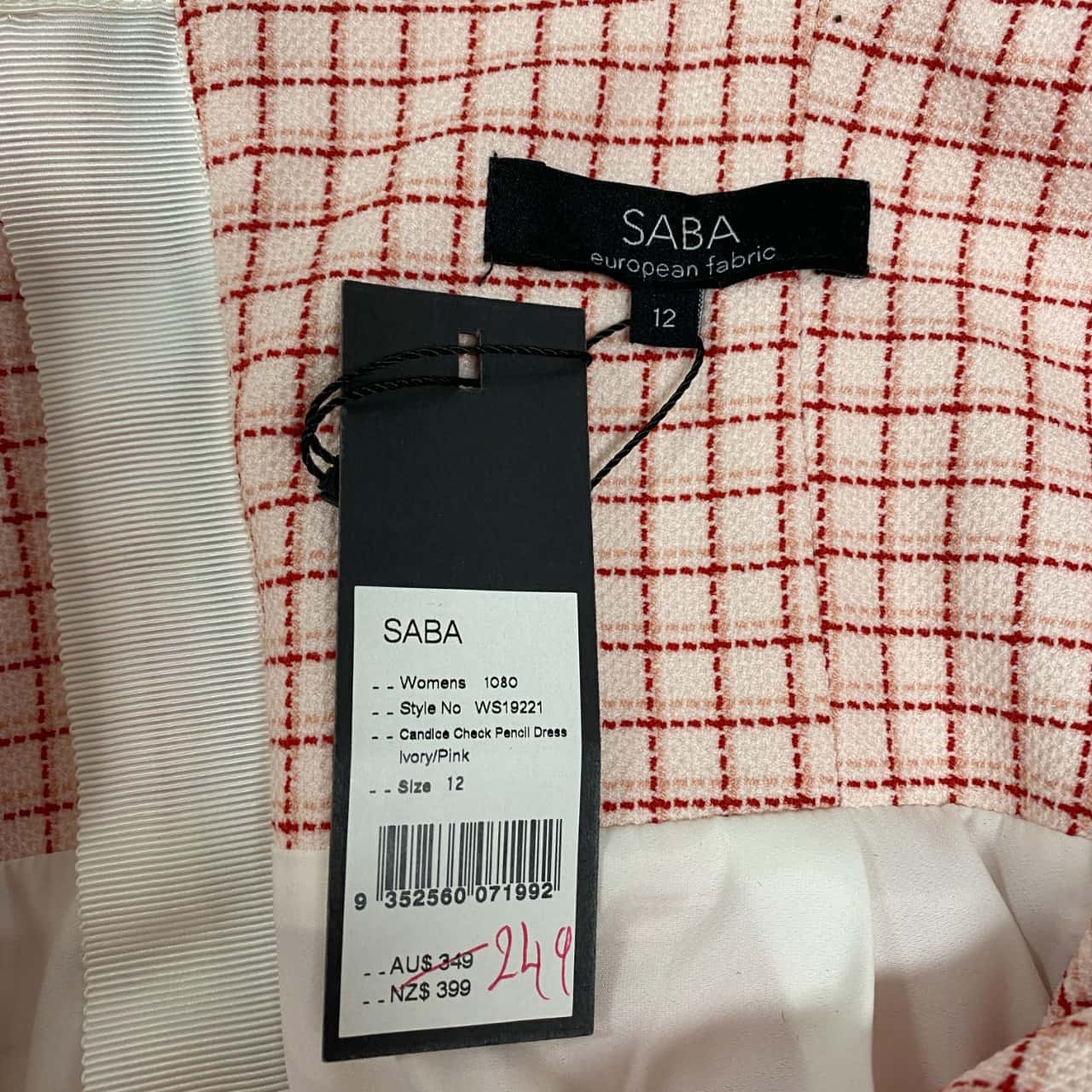 Saba Womens Size 12 Midi Dress Checked / Pink / Red BNWT(s)