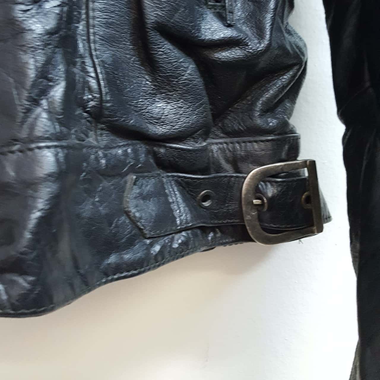 MGR Black Leather Motorcycle Jacket Men's size 44 (s)