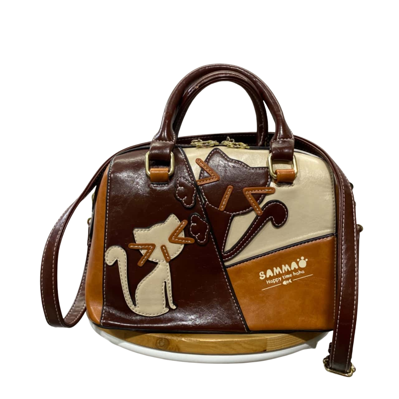 SAMMAO CAT Womens Brown & Beige Handbag / Cross Body Bag(s)