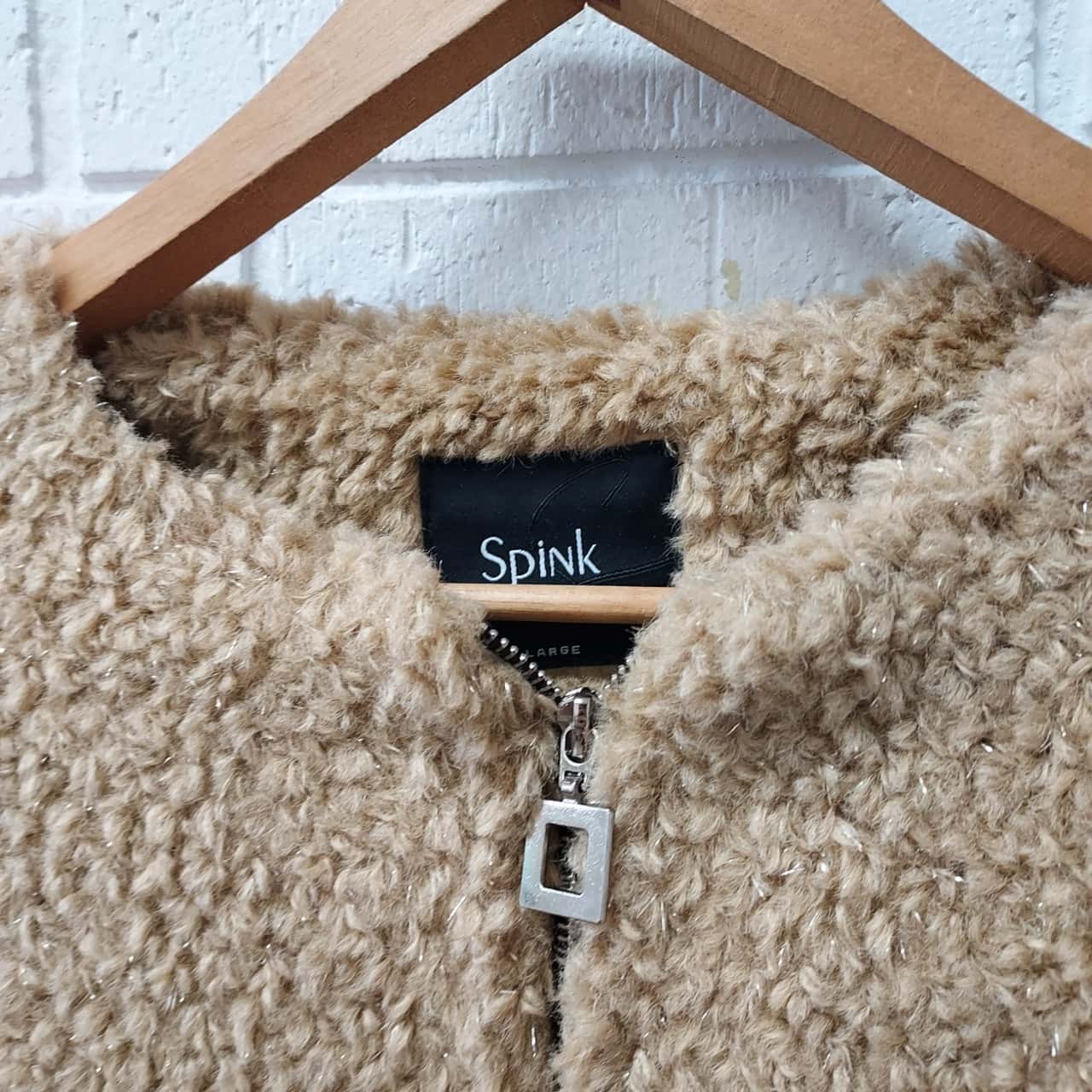 Spink XL Woollen Beige Fleece Metallic Jacket Extra Large Winter Coat ...