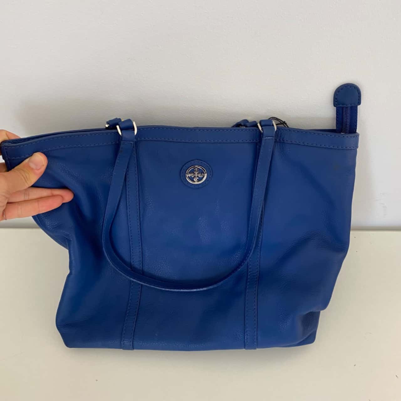 Cellini Blue Cowhide Leather Handbag