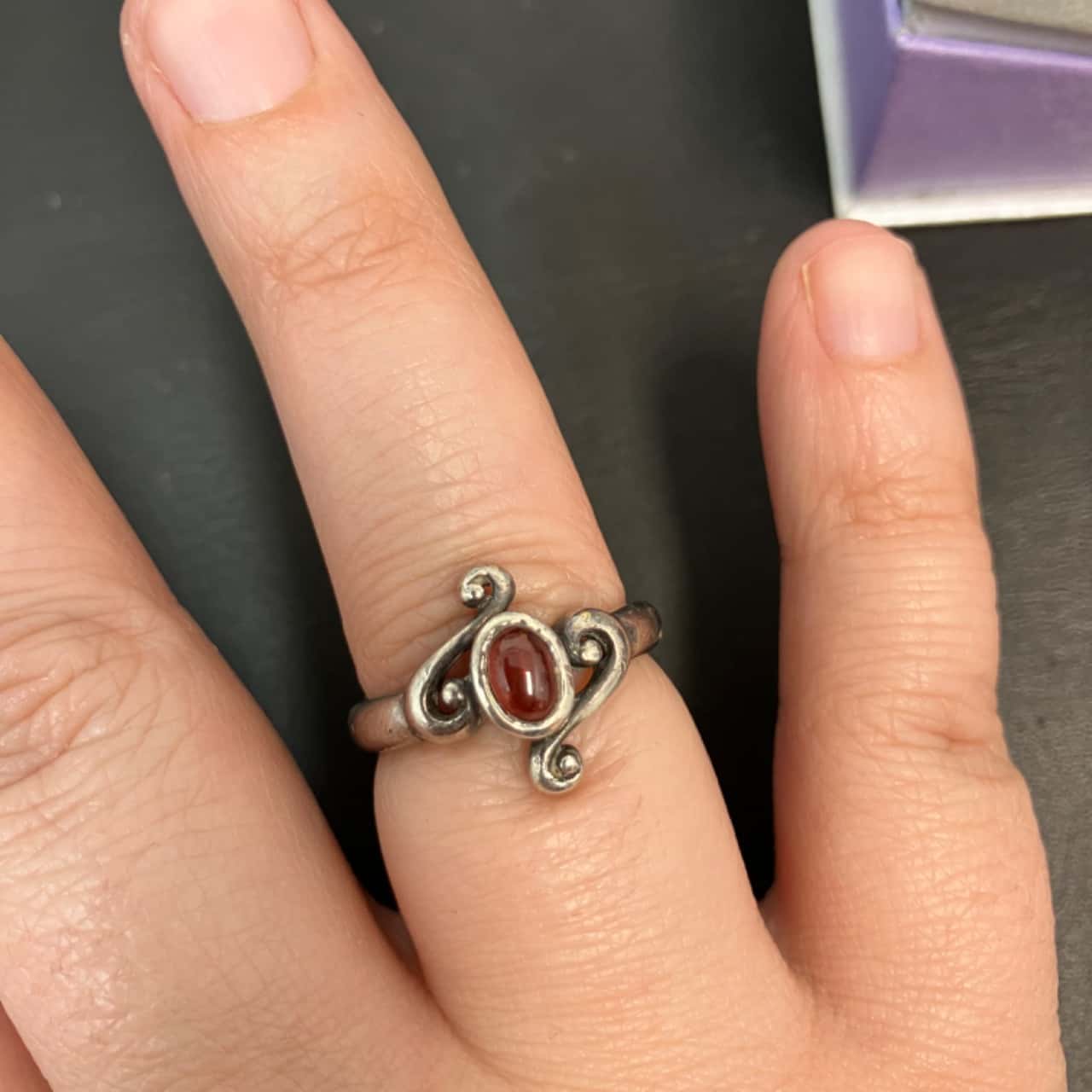 Silver Ring Stamped 925 w/ Red Stone