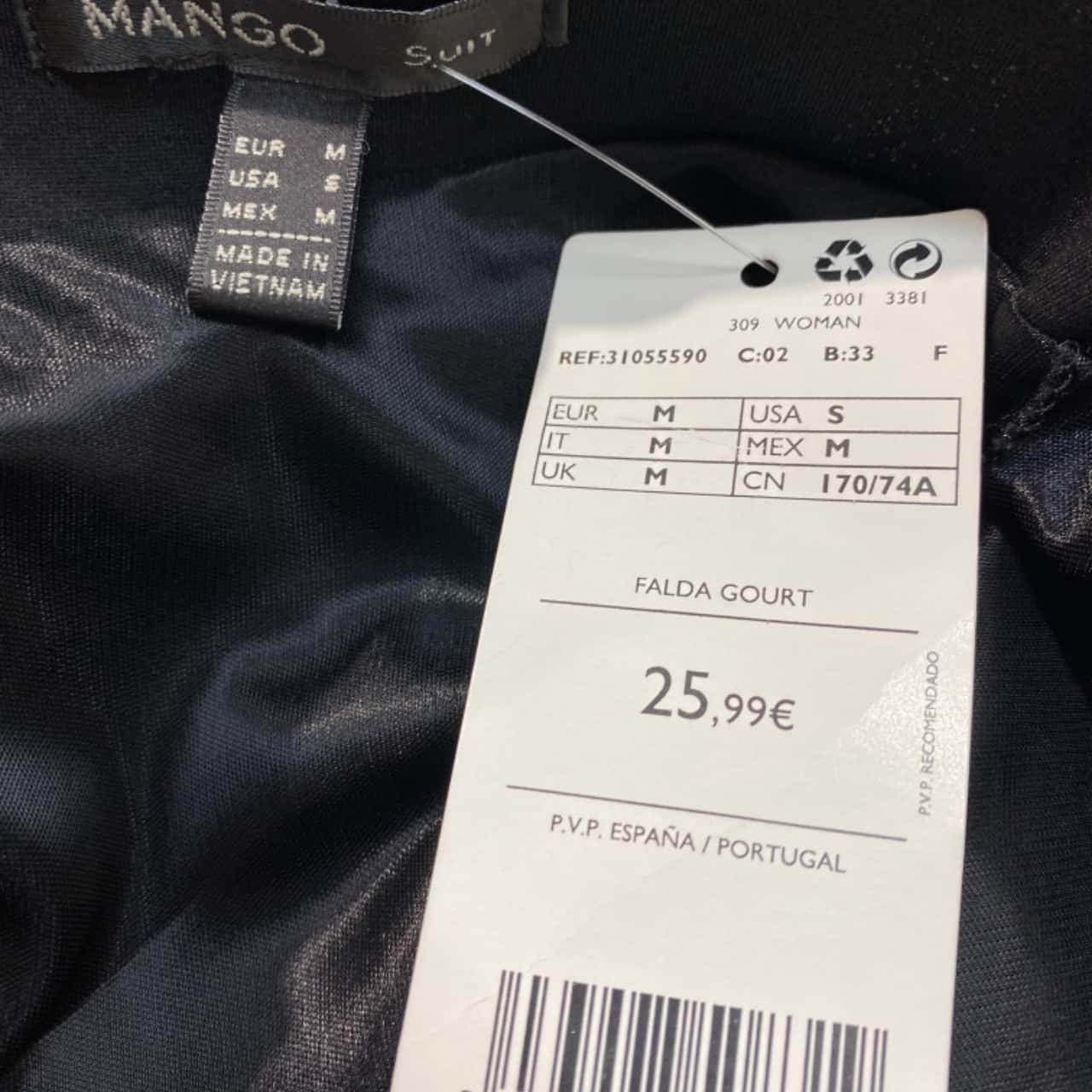 Mango Womens Size M Mini Black block pleats (s)