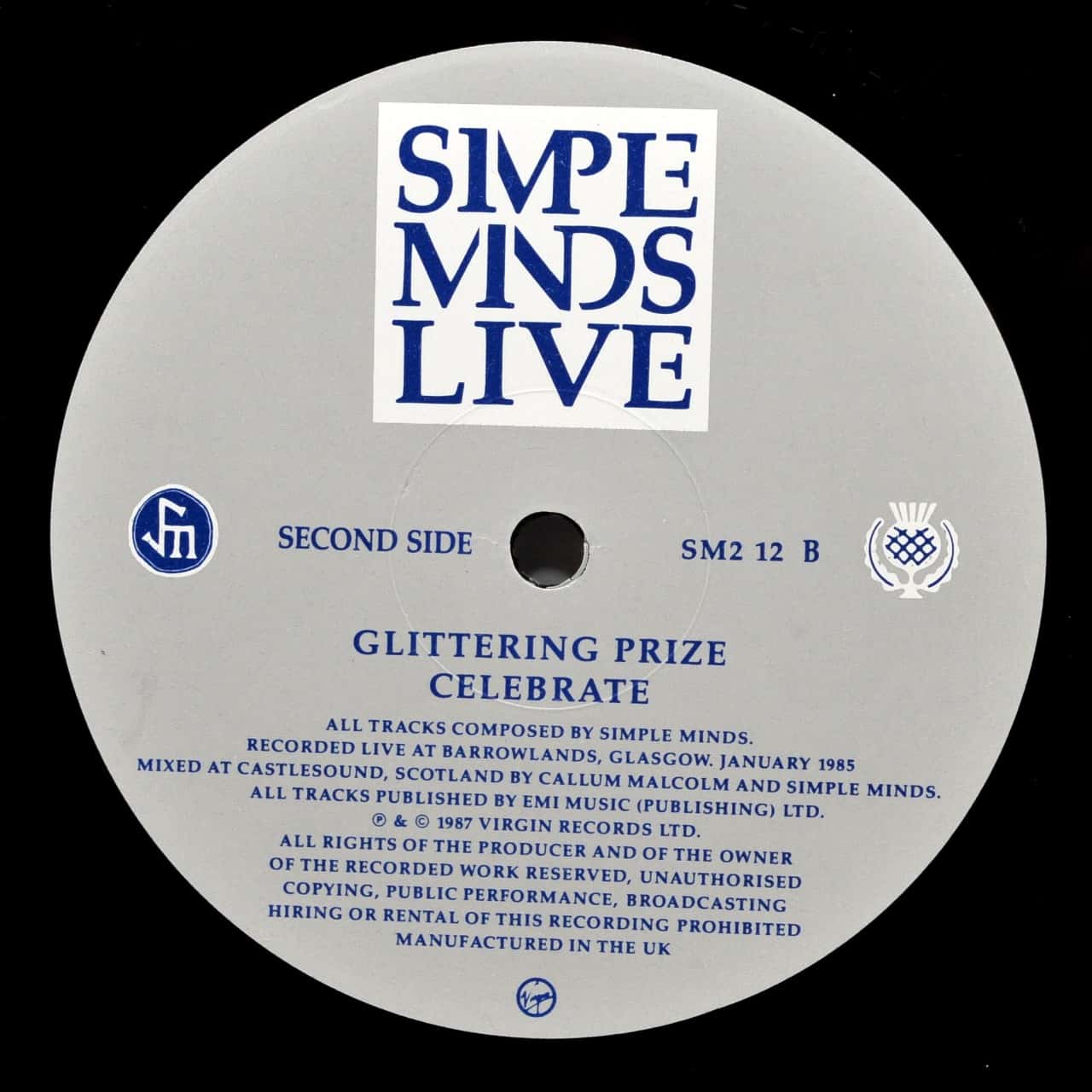 12" Vinyl Single 45rpm Record - Simple Minds Live - Released 1987 Synth ...