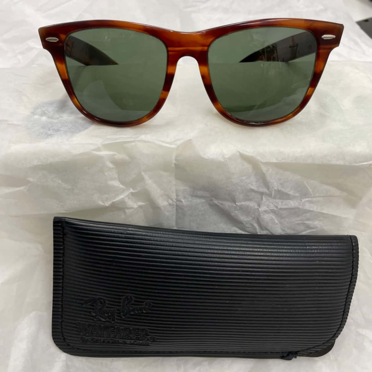 1980s Vintage Ray-Ban Unisex Sunglasses Wayfarer II Made in USA (s)