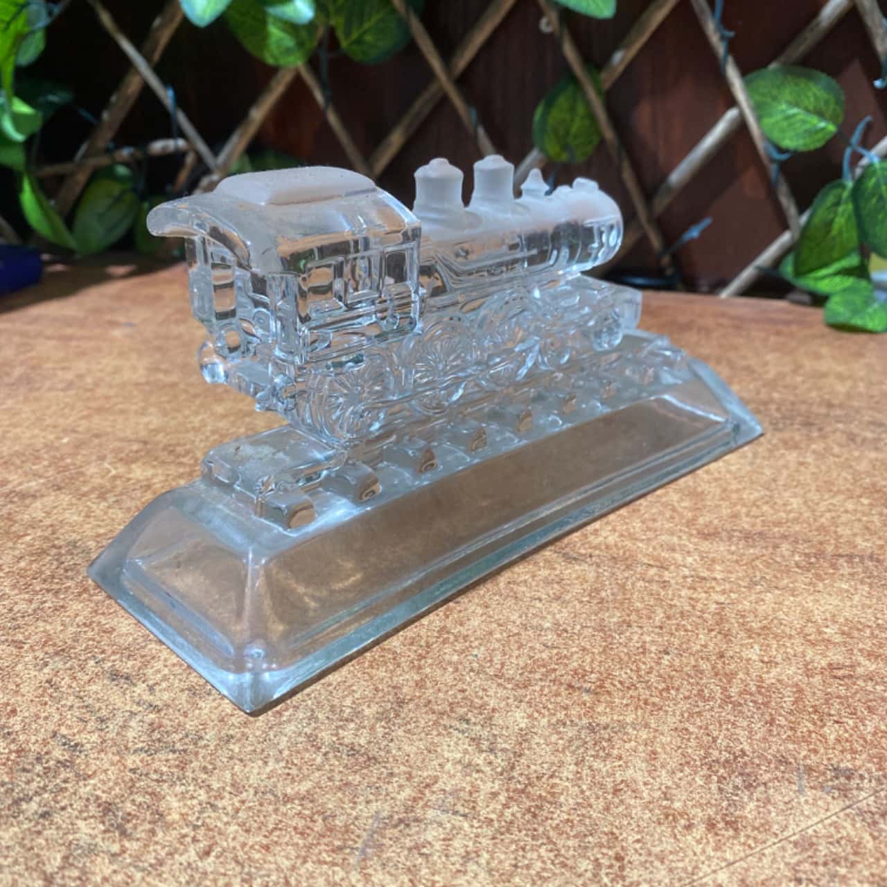 Vintage crystal train paperweight by Hofbauer West Germany