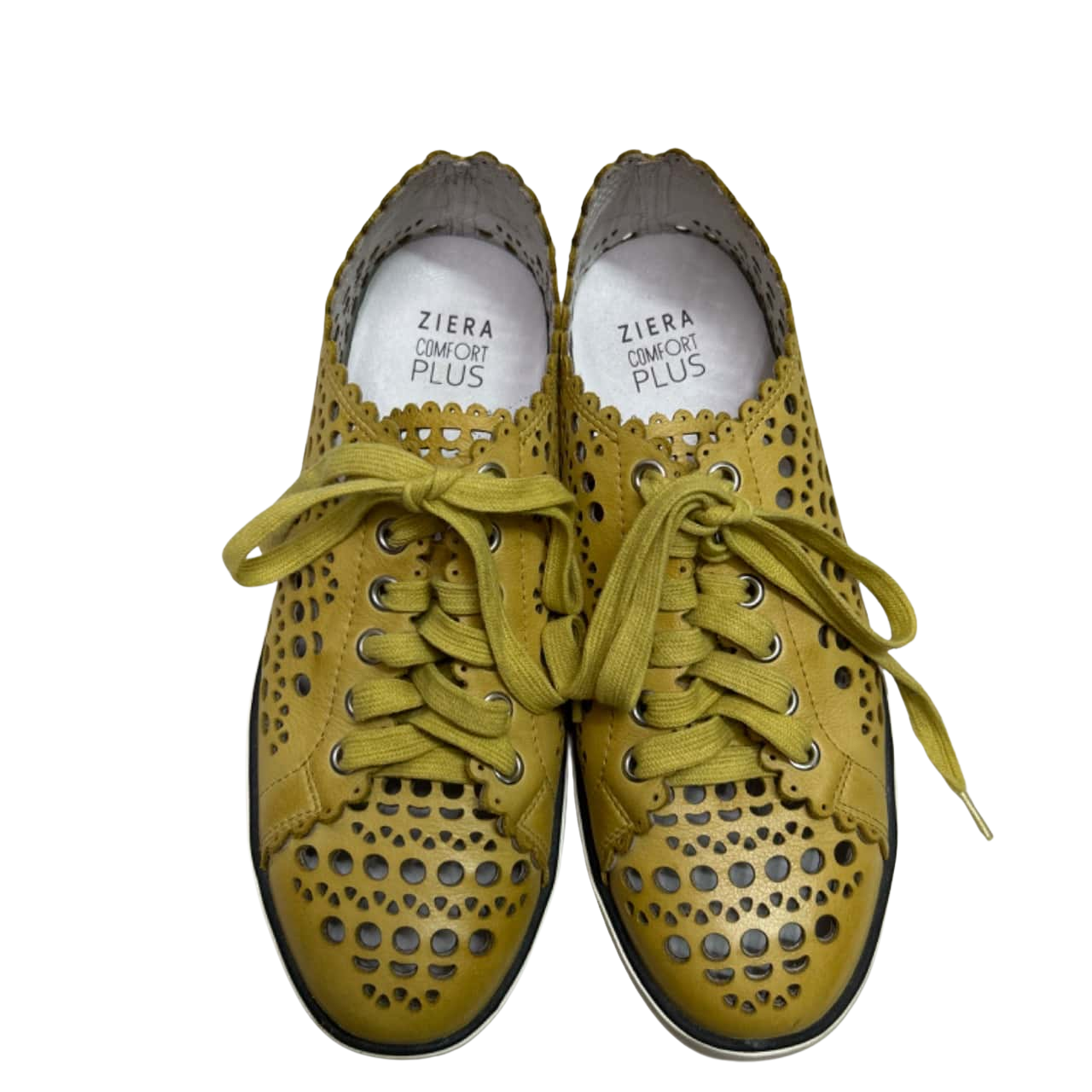 REDUCED ZIERA Comfort Plus Rilling W Yellow / Mustard Colour Leather ...