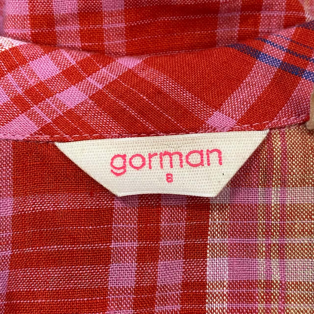 Gorman Colourful Tartan Linen Shirt Size 8(s)