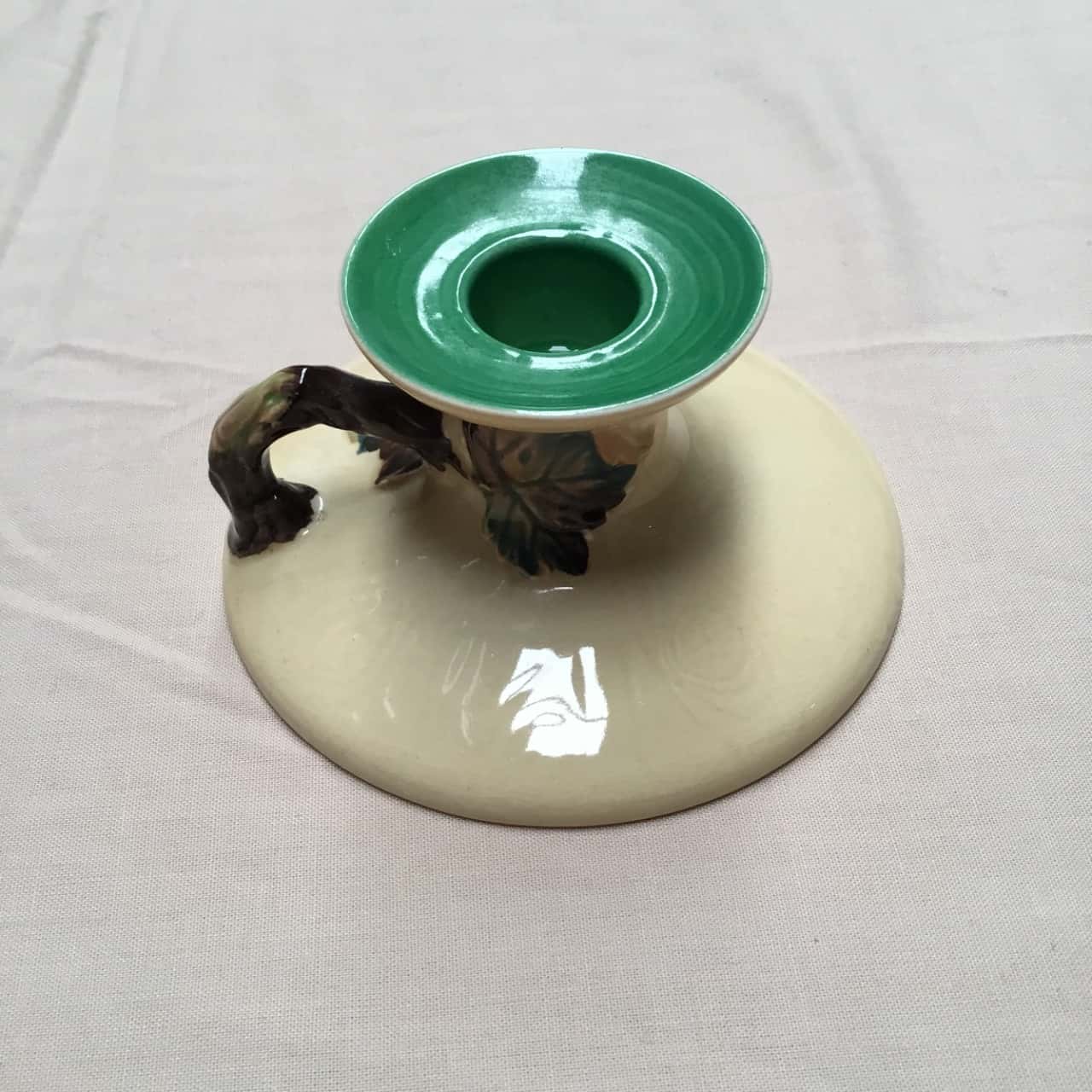 Antique Carlton Ware Grape Vine Handled Candlestick Holder In Green ...