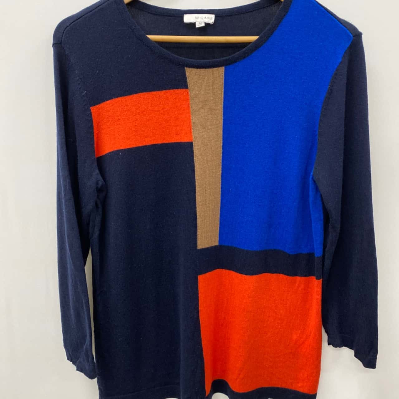 W. Lane Womens Size M Crew Neck Black / Blue / Brown / Orange