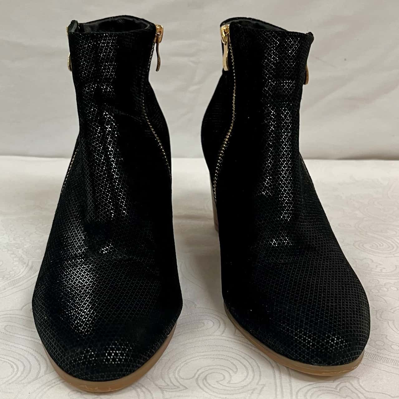 Chrissie Collection Size 40 Black Double Zip Boots (s)