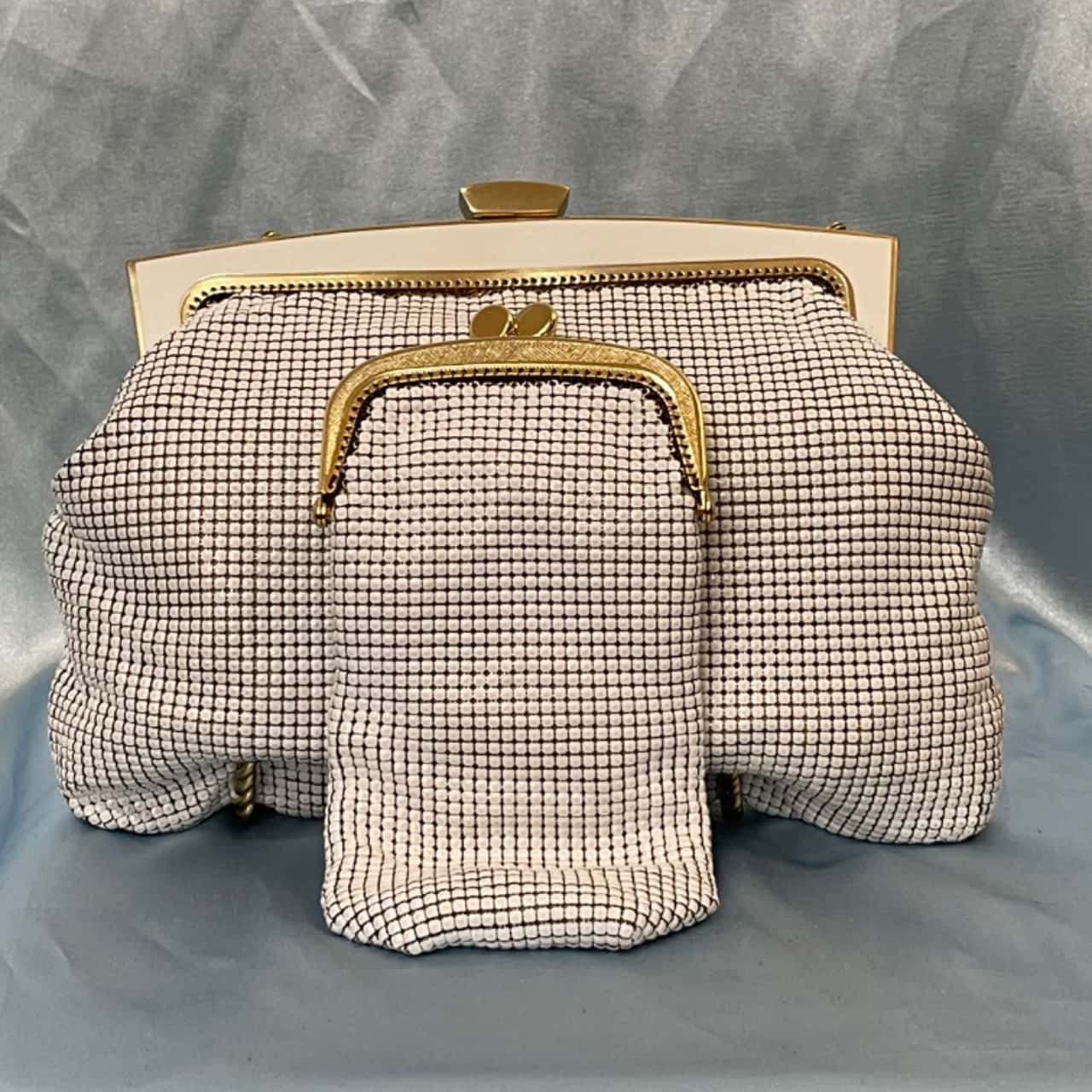 Glomesh Womens Handbag+Purse Gold / White