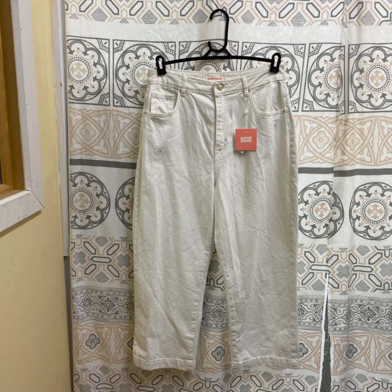 Supre Womens Denim Pants Size 14 Wide Leg White