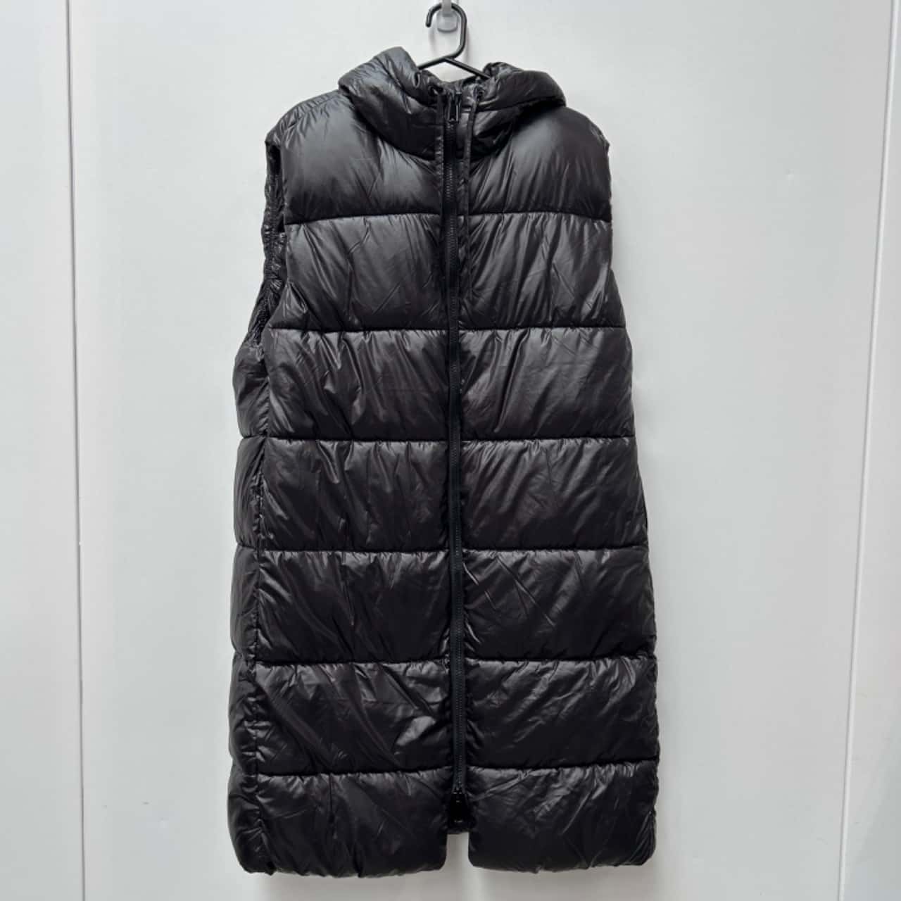 NEW - H&M Size L Black Longline Puffer Vest Coat (s)