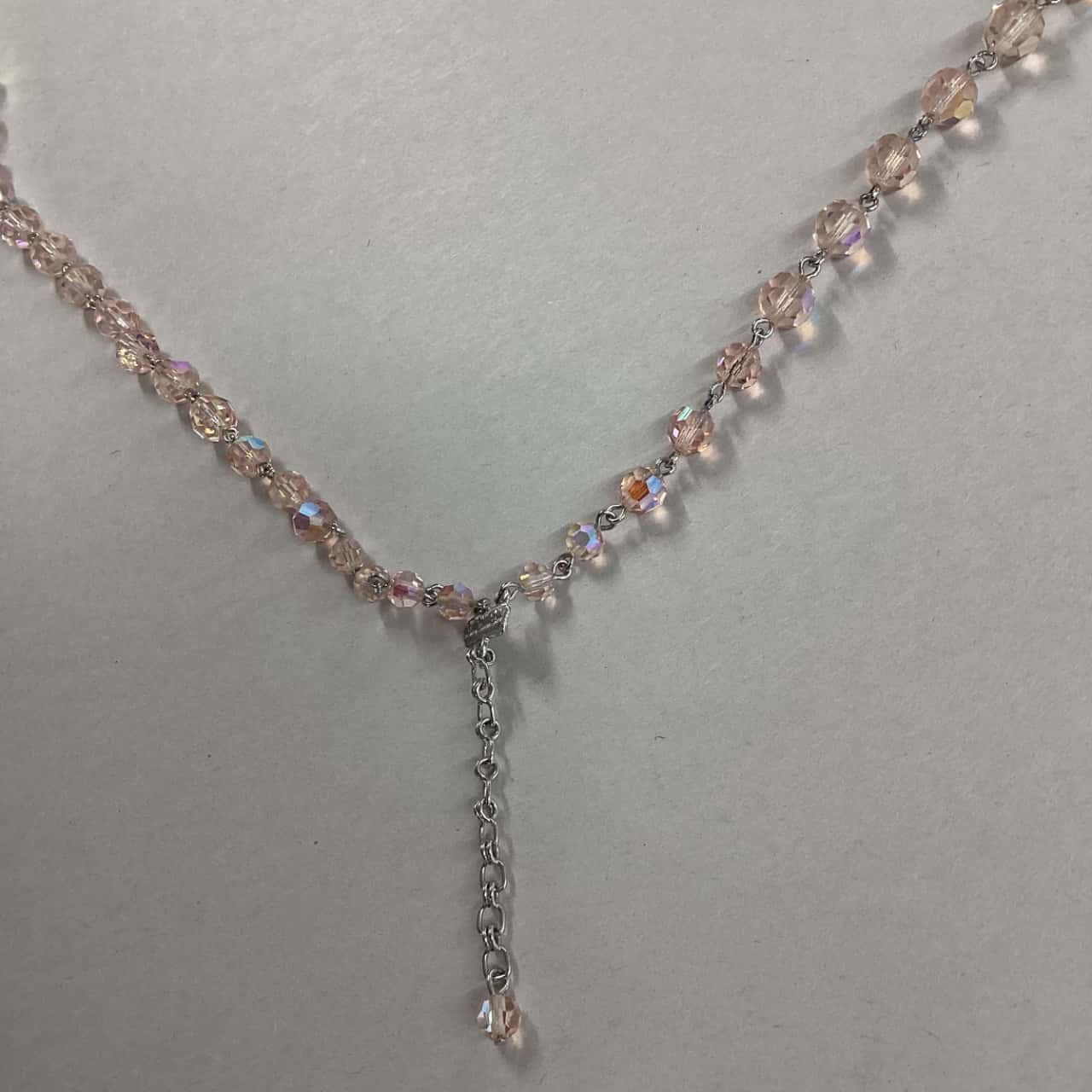 Vintage Austrian Crystal AB Necklace - Blush sparkley pink (s)