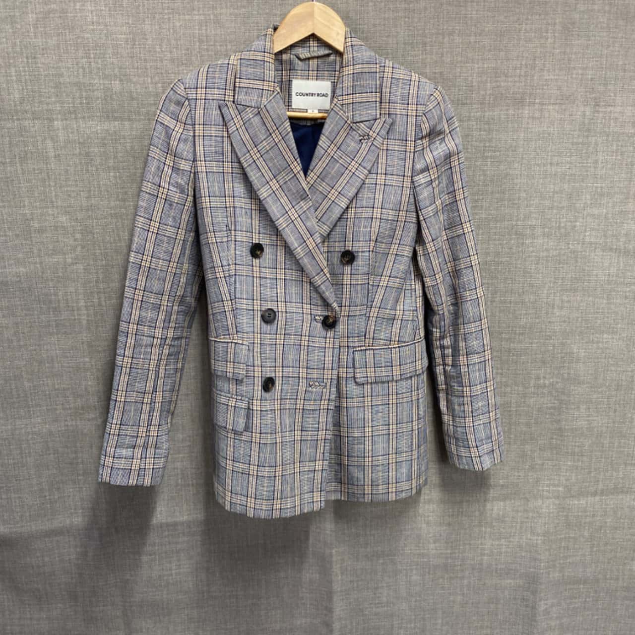 Country Road Womens Size 6 Navy/White and Brown Checked Blazer(s)