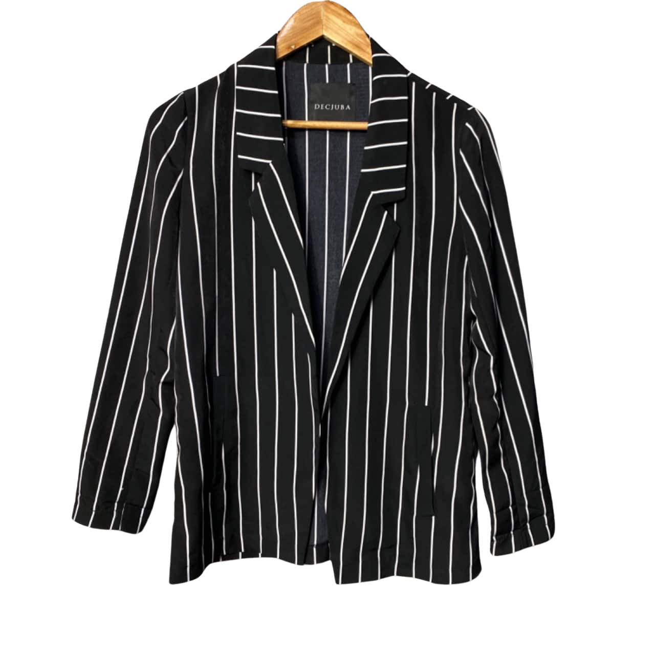 Women’s Decjuba Size 8 Black + White Striped Blazer