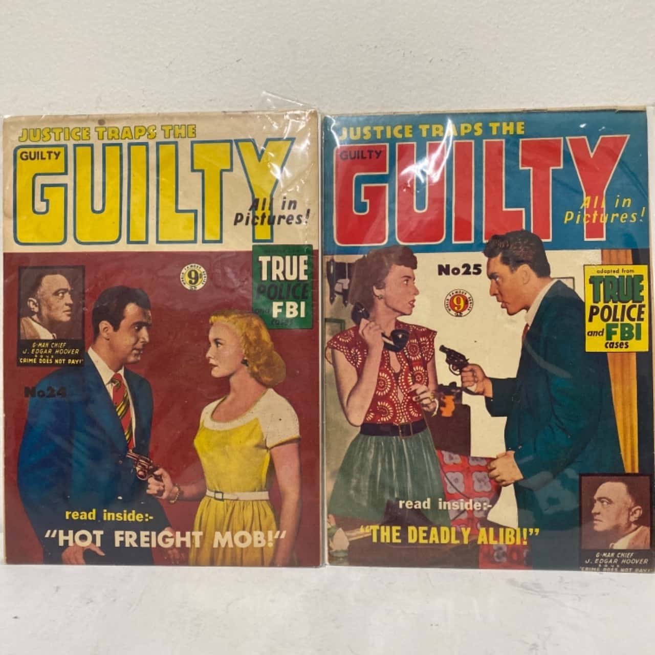 X4 vintage 1950s guilty comic books