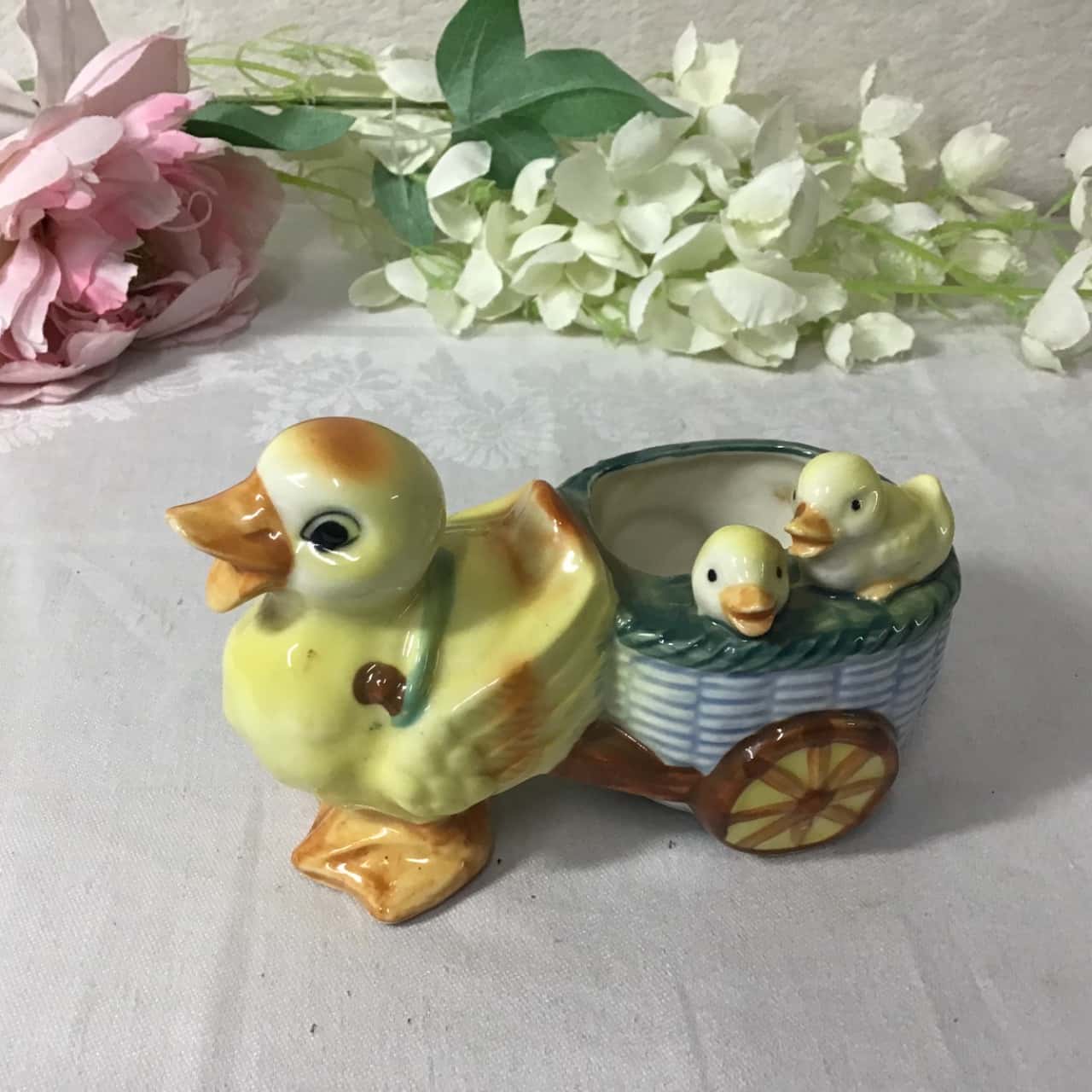 Yellow Duck pulling Cart Ceramic Ornament(s)