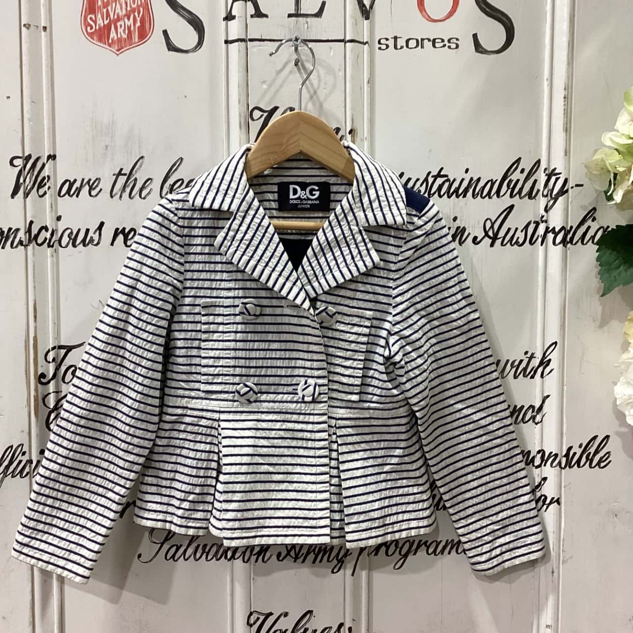 D&G brand! Kids Size 6 Jackets Navy Blue / Pattern / Striped / White