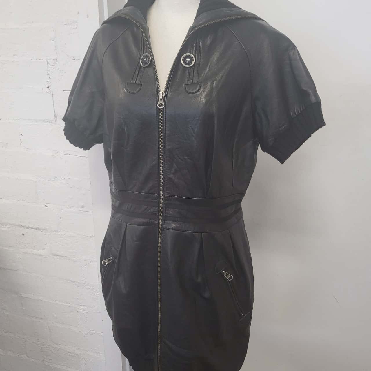 Sino learher coat dress S 10 Black (s)