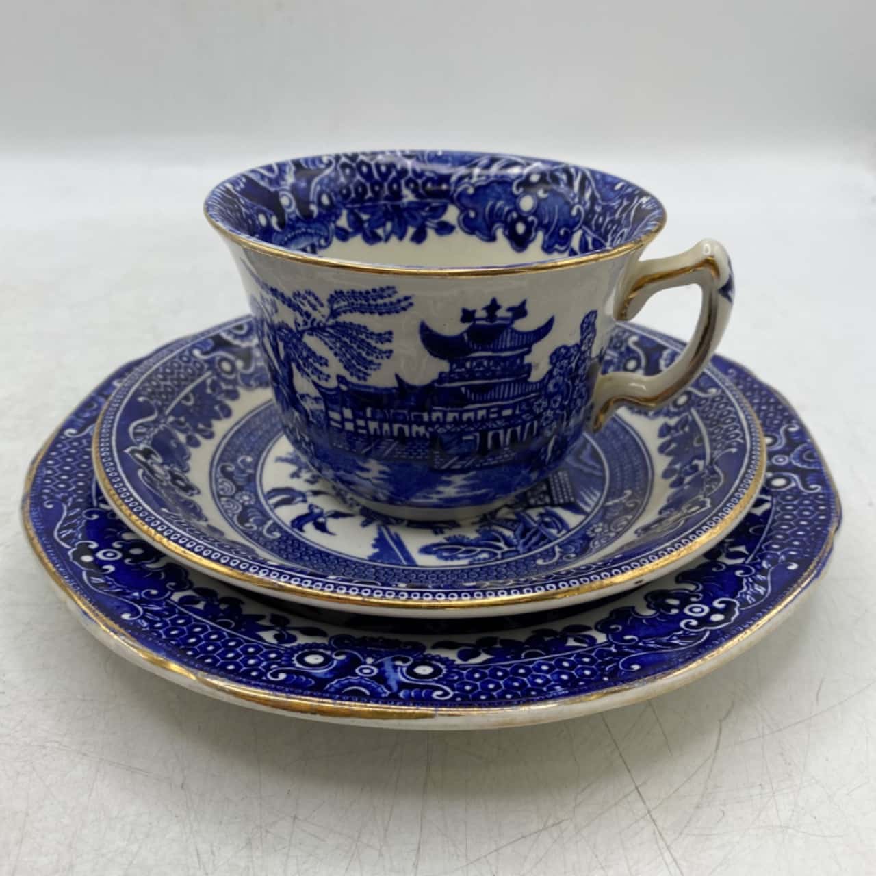 Vintage Burleigh Ware Willow Set 6 Trios (6 Side Plates, 6 Cups and ...