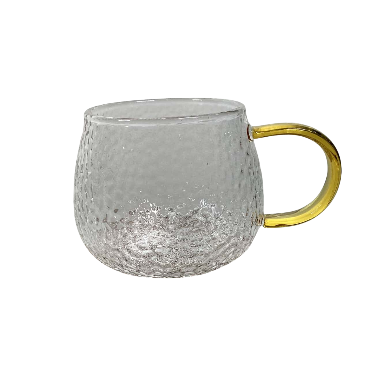 Clear Borosilicate hammered texture glass coffee mug