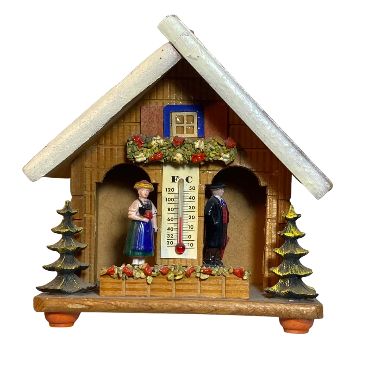 Vintage wooden weather house from the 60s / 70s.(s)