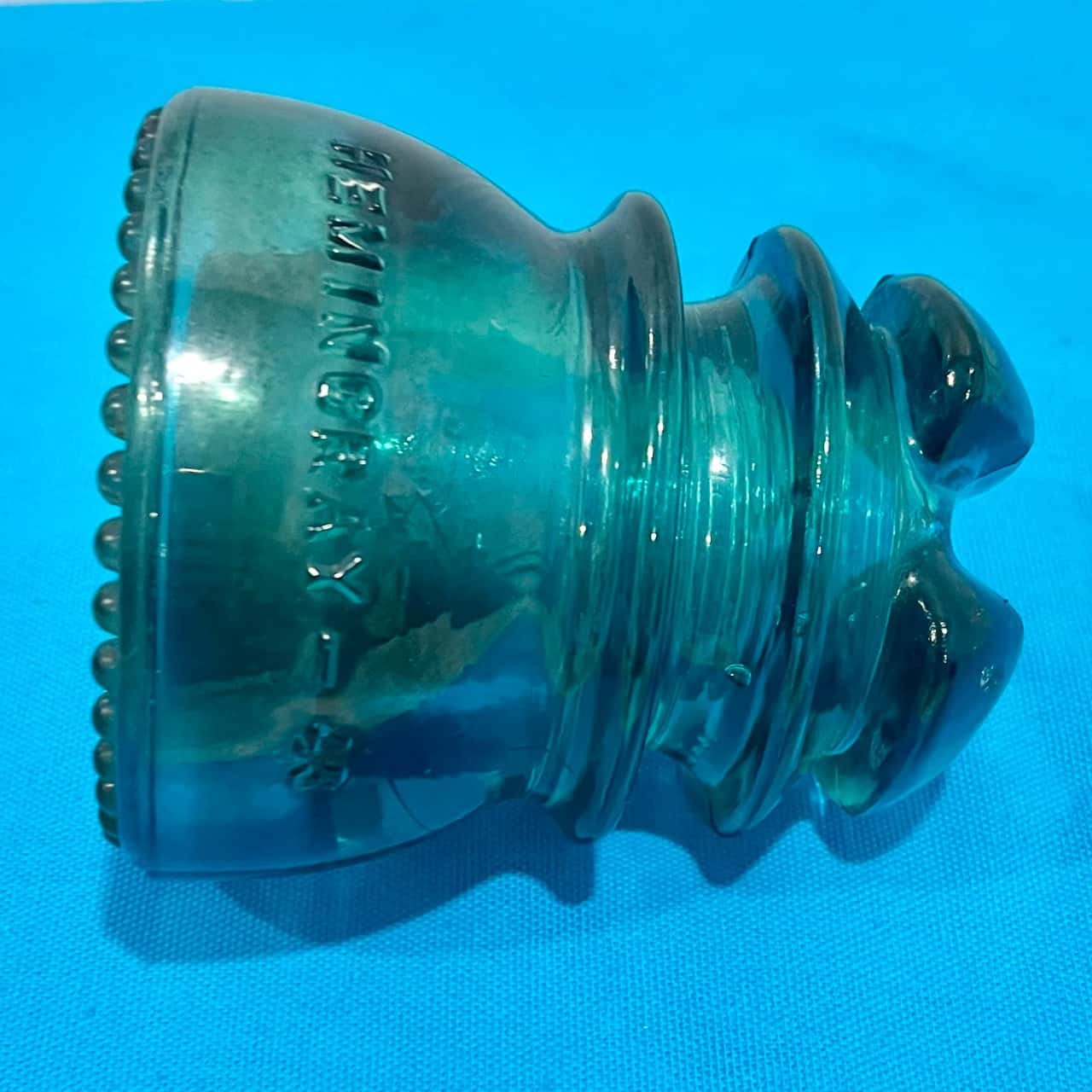 Vintage Hemmingray Blue Glass Telegraph Line Insulator x 2
