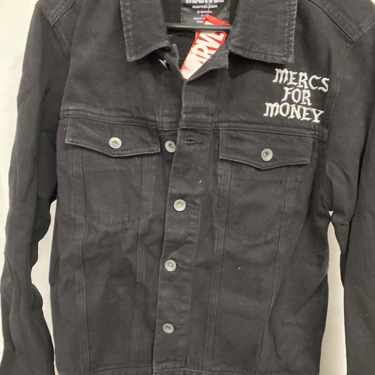 Marvel Deadpool Mens Size M Denim Jacket Black