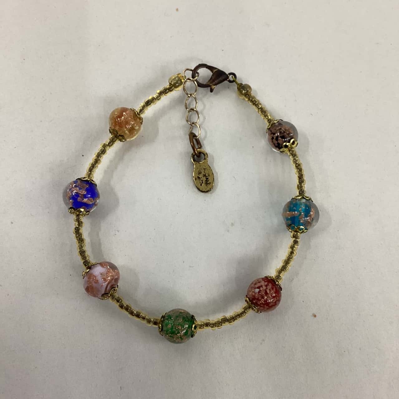 Womens Beaded Bracelet Multicoloured Murano Glass with Box