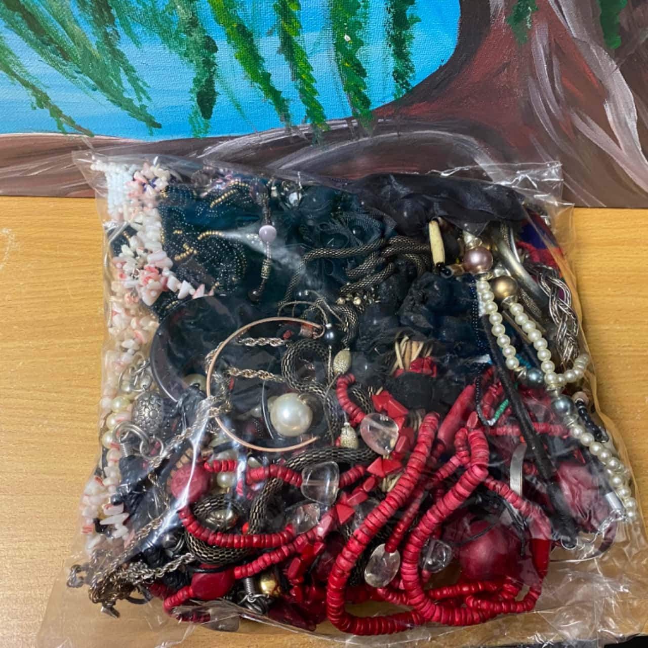 Extra large bag of TANGLED mixed Womens costume jewellery- please read ...