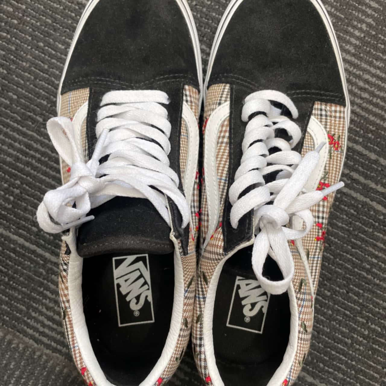 Womens Vans Plaid Floral Shoes Size 9.5 (s)