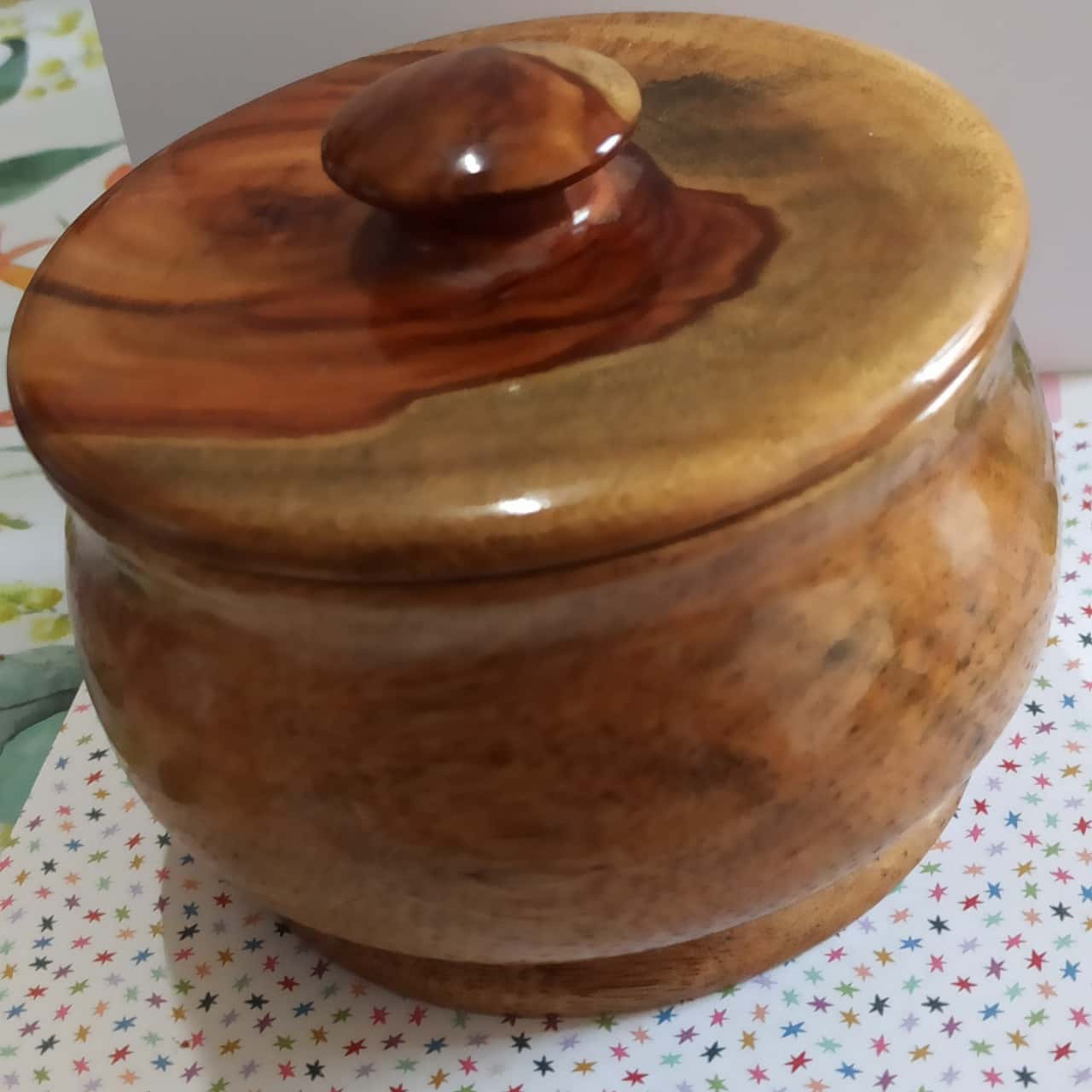 Old World Timber Art Wooden Dish with Lid Camphor Laurel Wood(b16)