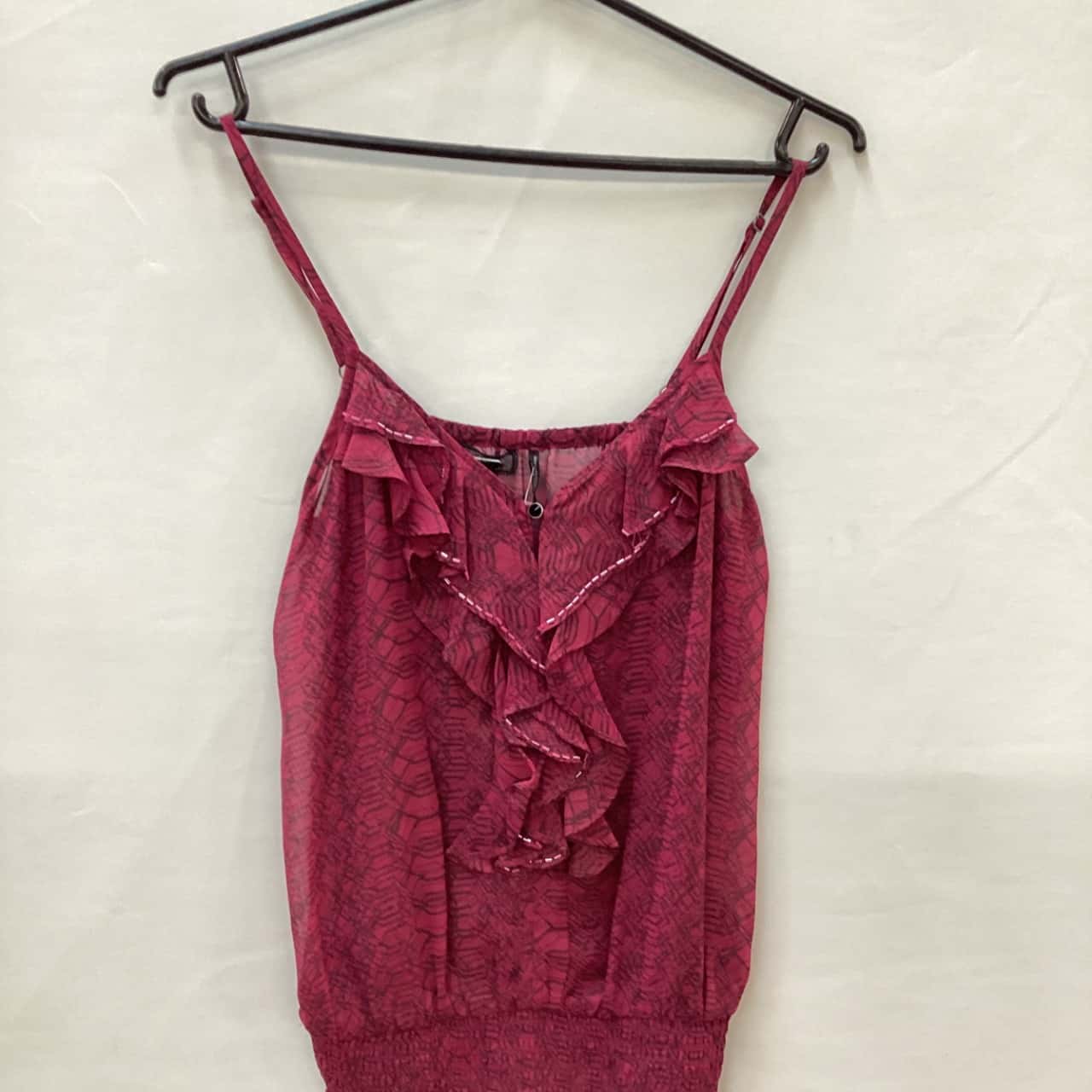 Guess Womens Size XS Cami ruffle and bead detail