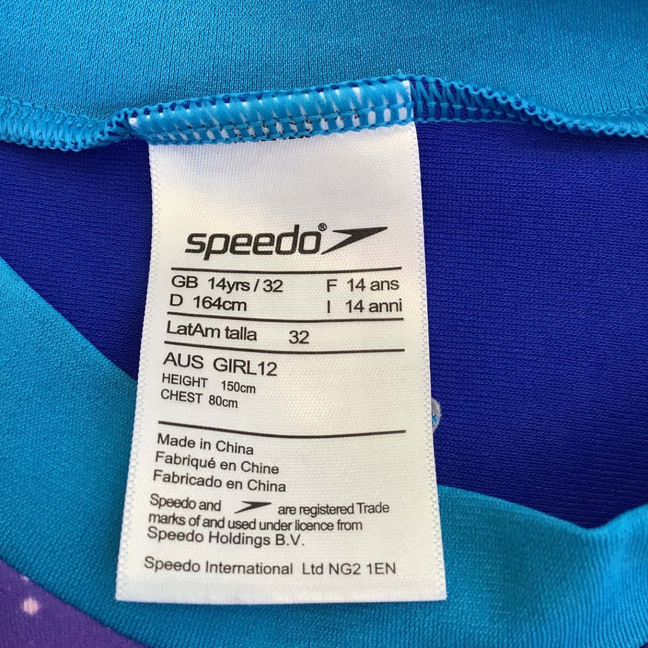 Speedo Girls Size 10-12yo Cactii Pattern Rash Tee Multicoloured