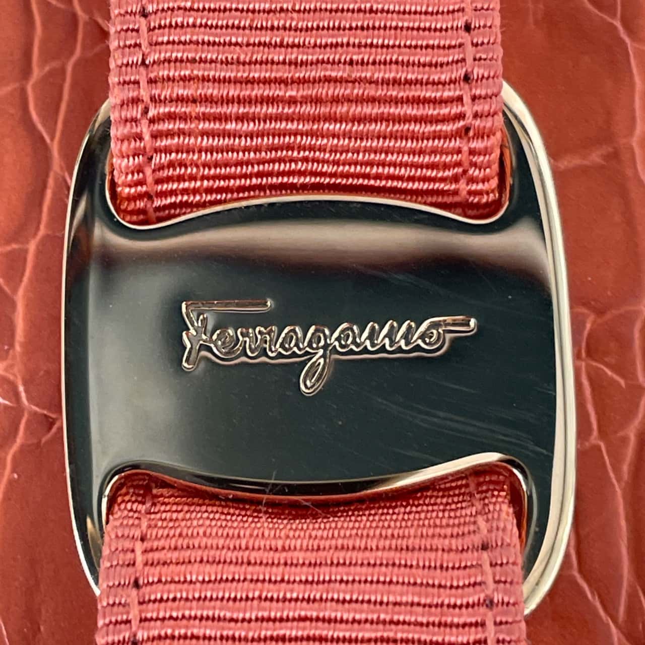 Salvatore Ferragamo Embossed Coin Purse in Orange (s)