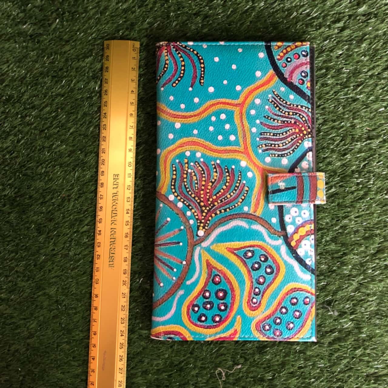 Catherine Manuel Teal & Orange Aboriginal Design Wallet