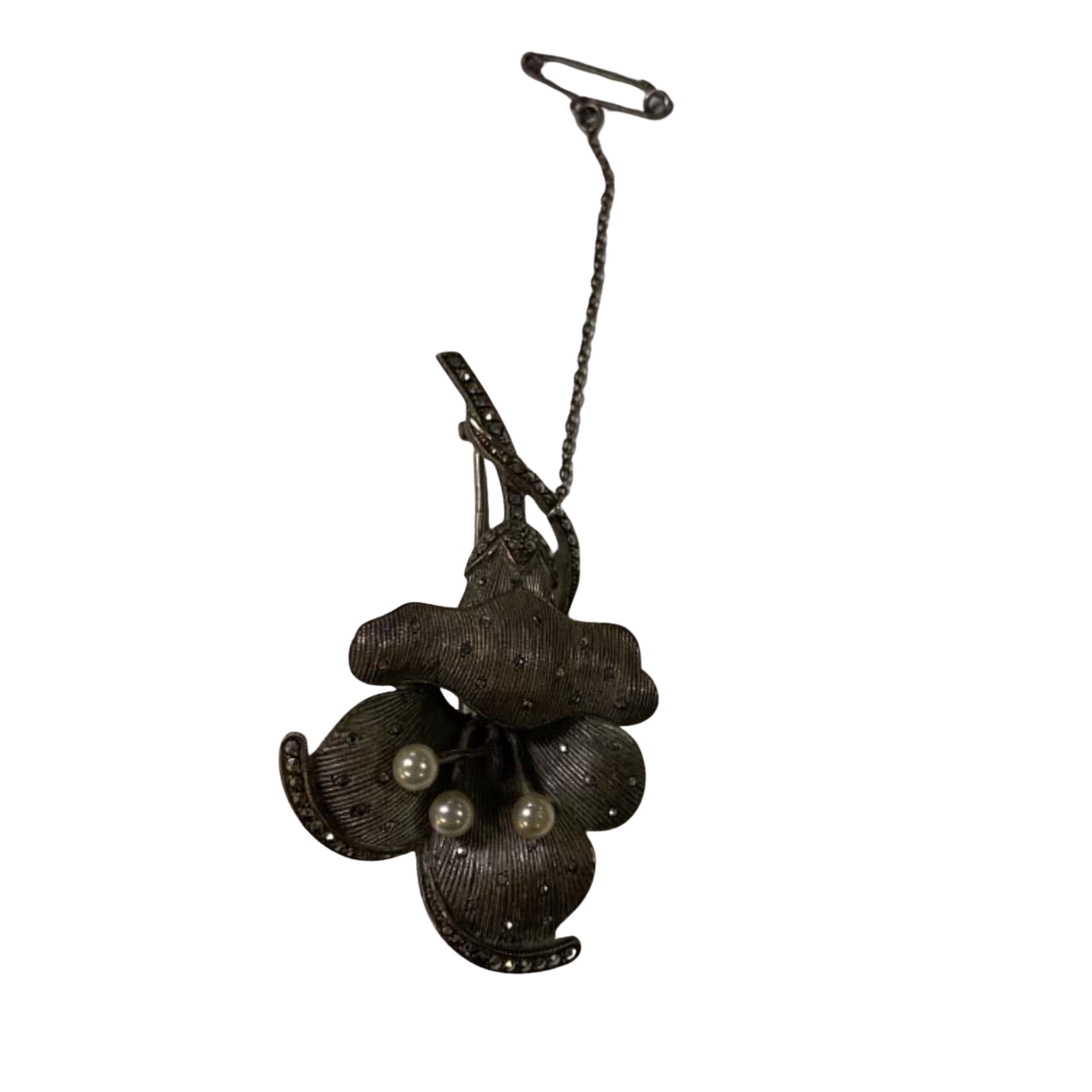 Silver Vintage Brooch 14.2G With Marquesite Faux Pearl Stone Theodore ...
