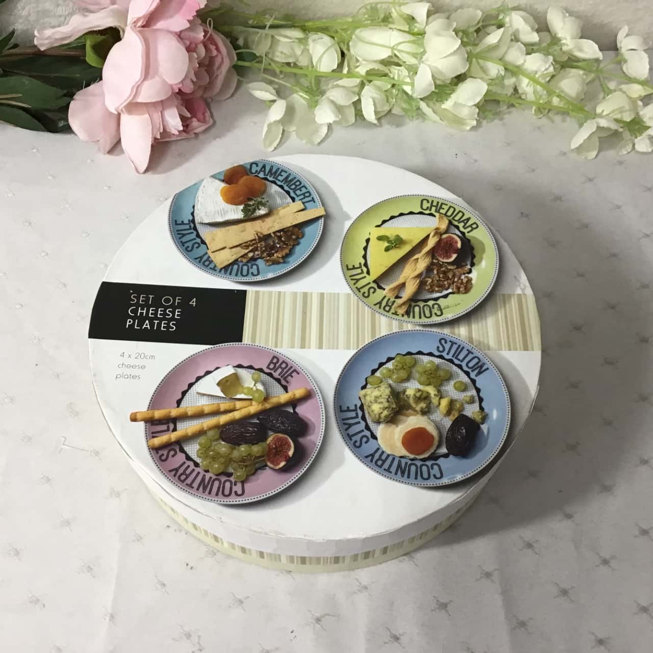 Set of 4 Porcelain Coloured Cheese Plates (boxed)(s)