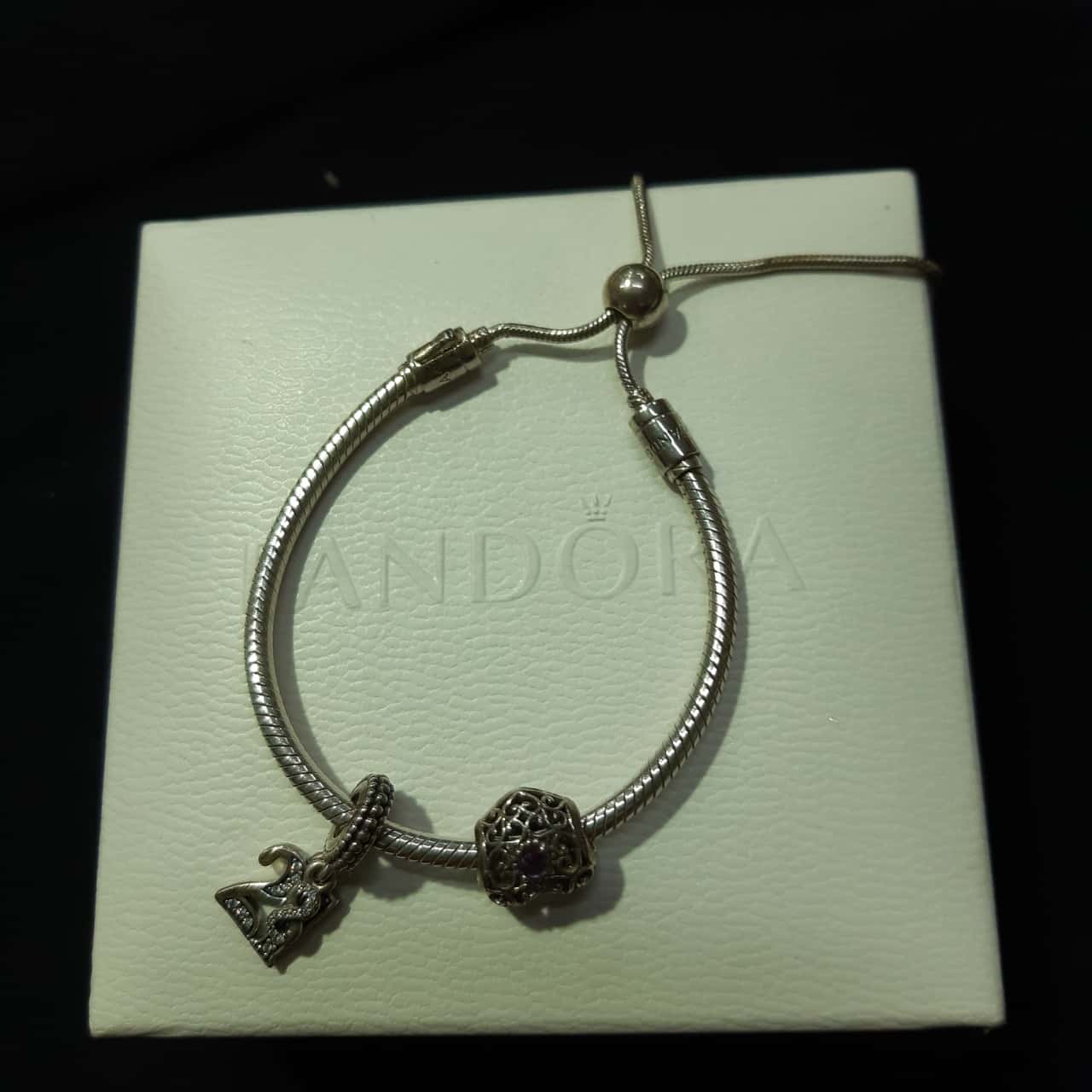 Pandora Silver Bracelet With 2 Charms(s)