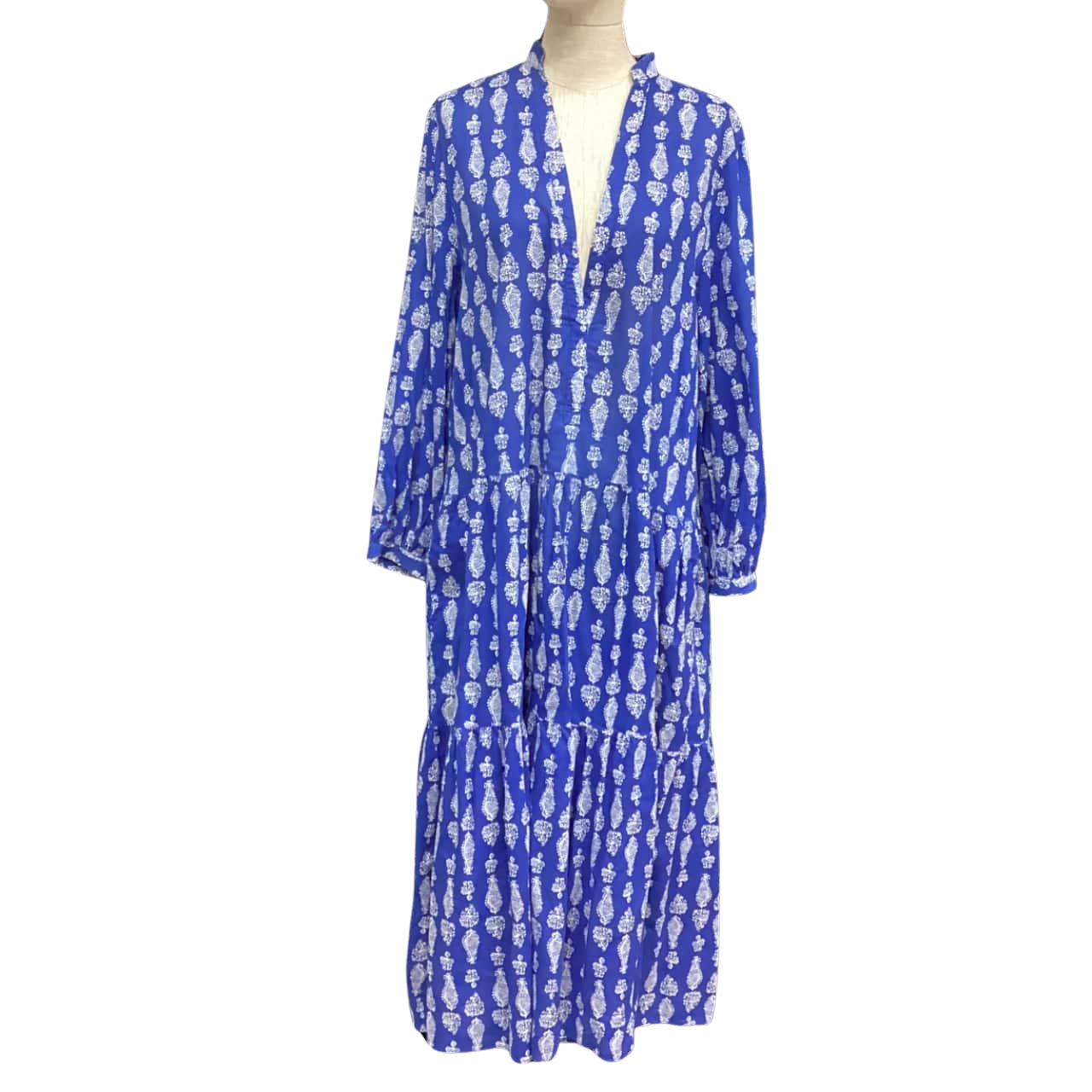 Scanlan Theodore Womens Size 14 Long Sleeve / Midi Dress Blue / White