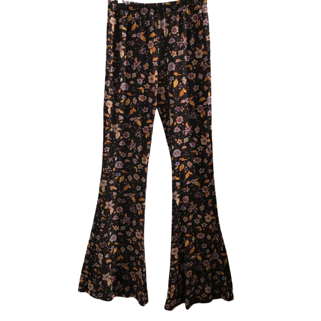 BNWT. Ghanda. Womens Size 10. Stretch Flared Brown Floral Pants. RRP ...