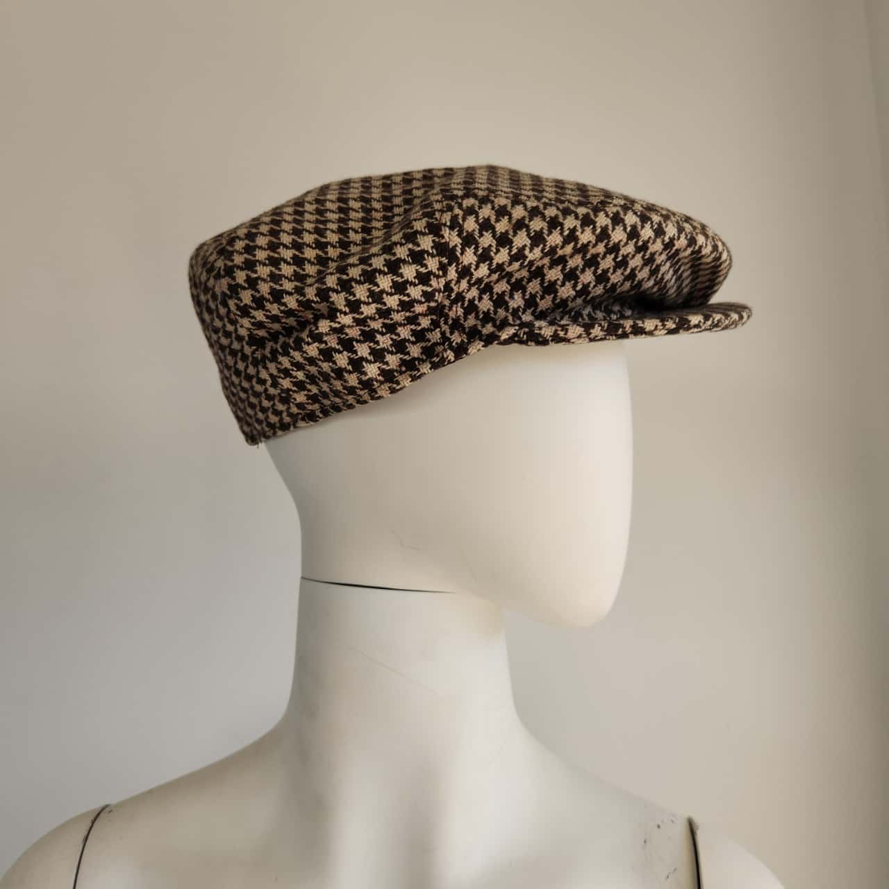 HORNES Vintage Wool Cap Checked Hat Size XL
